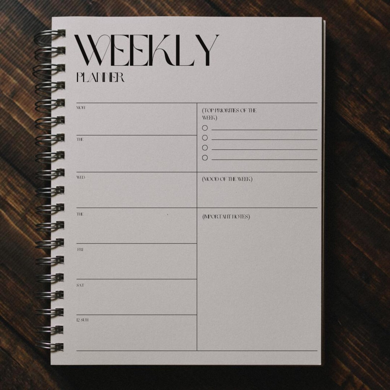 Minimalist Digital & Printable Weekly Planner | Minimalist Weekly ...
