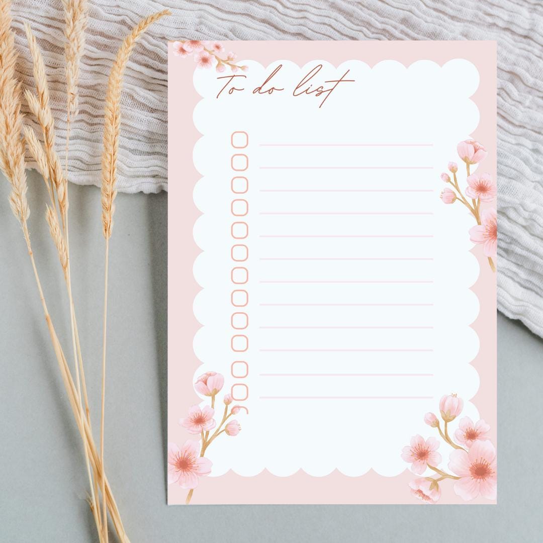 Aesthetic Sakura Flower Printable Notepads, To-do List & Checklist - Etsy