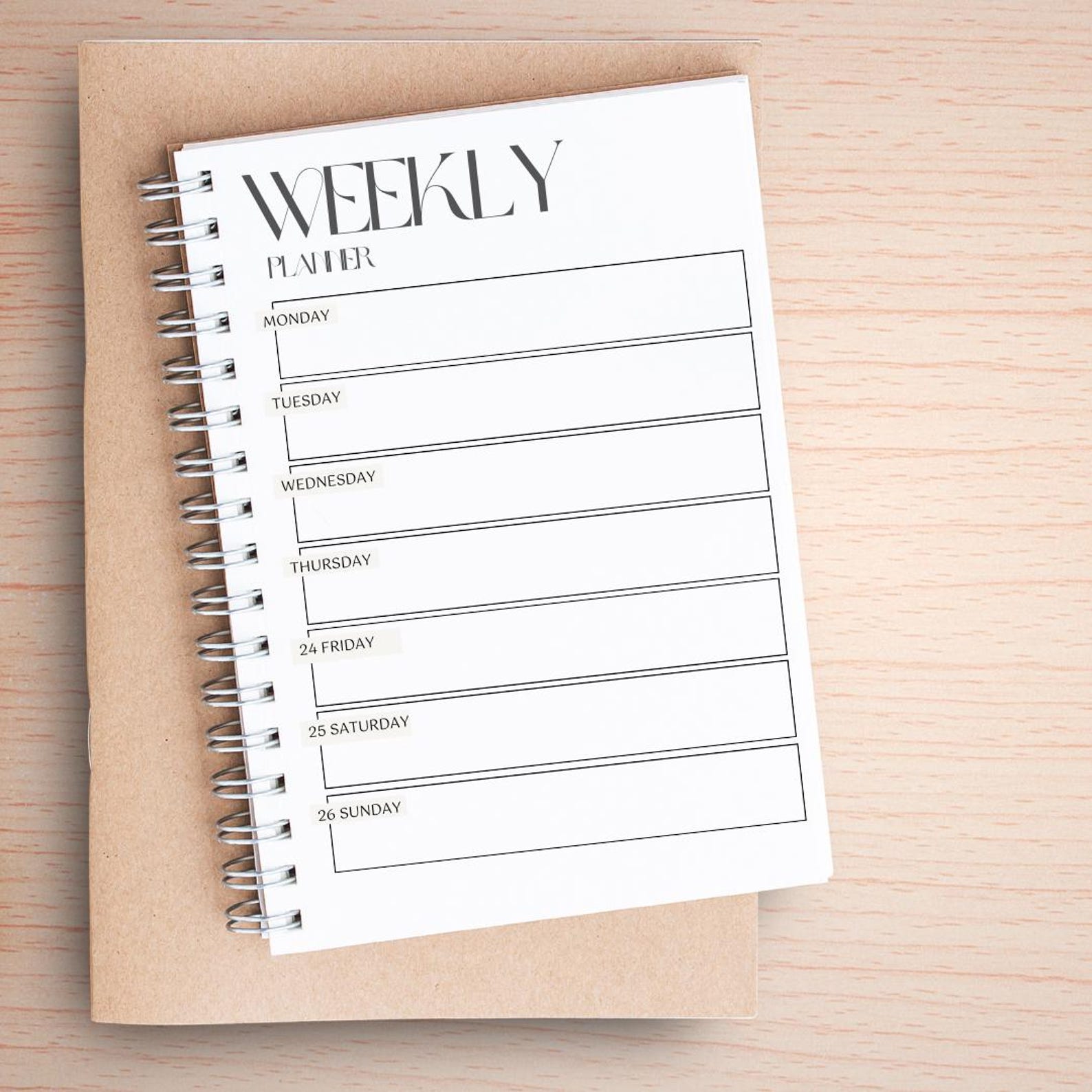 Minimalist Digital & Printable Weekly Planner | Minimalist Weekly ...