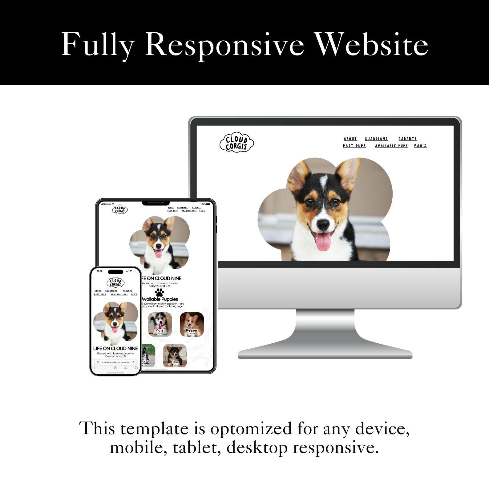 Dog Breeder Website Template, Canva Website Template, Canva Website ...