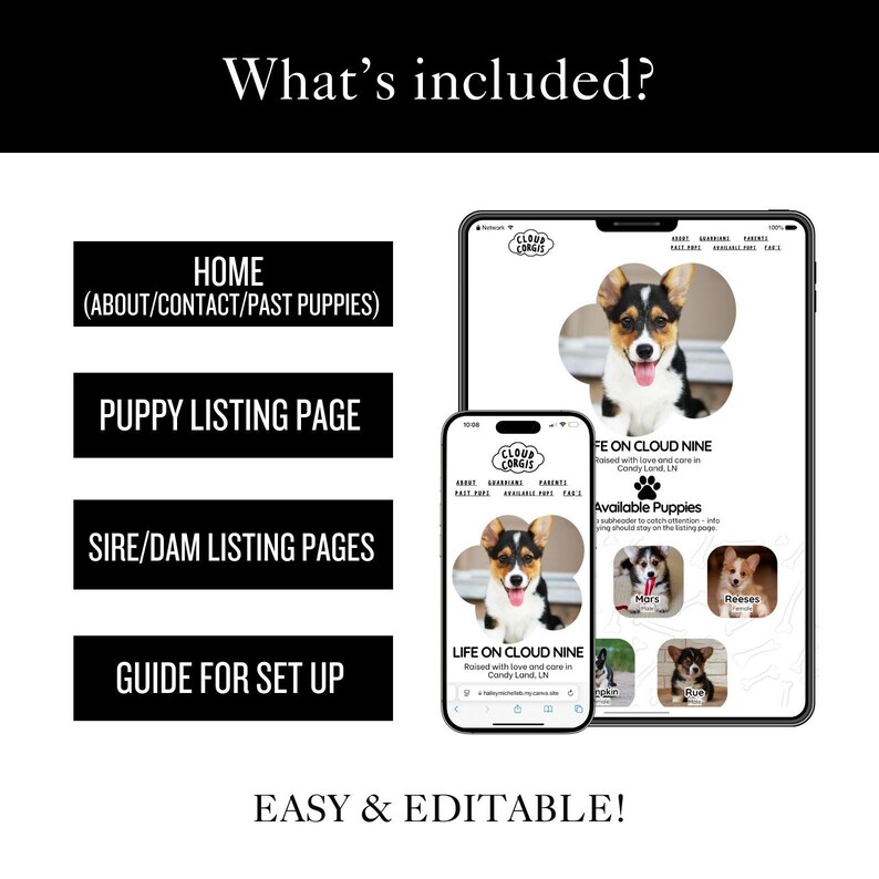 Dog Breeder Website Template, Canva Website Template, Canva Website ...