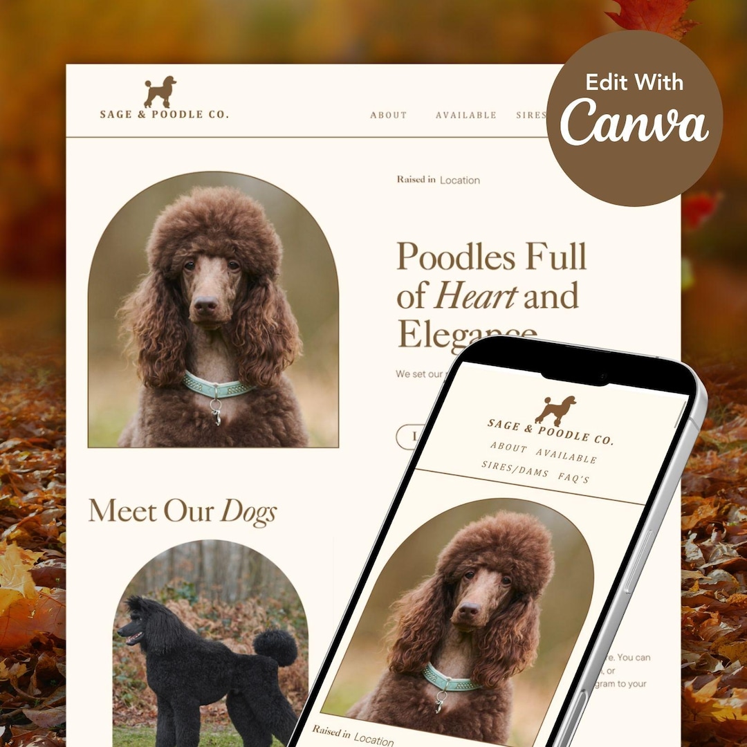 Dog Breeder Website Template, Canva Website Template, Canva Website ...