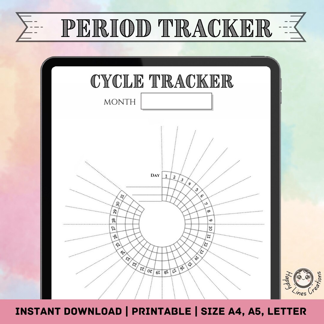 Printable Period Tracker Digital Download Menstrual Cycle Tracker ...