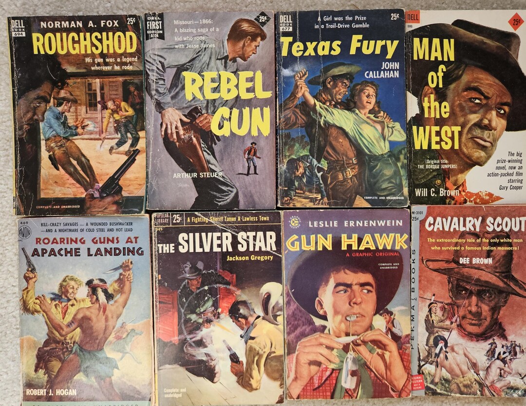 8 VINTAGE WESTERN PULPS From the 1950s - Etsy
