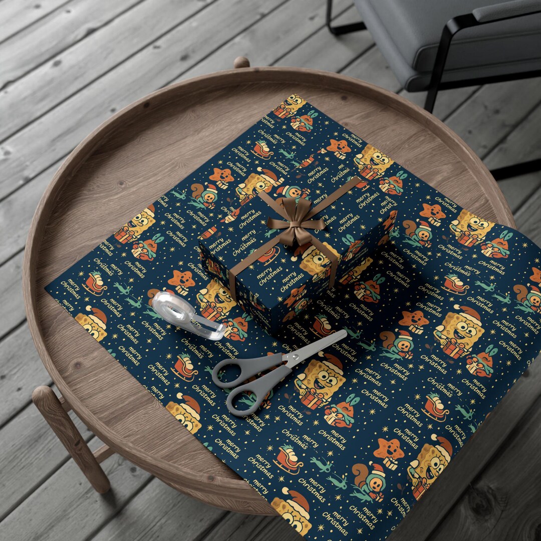 Spongebob Christmas Wrapping Paper | Holiday Characters - Etsy Canada