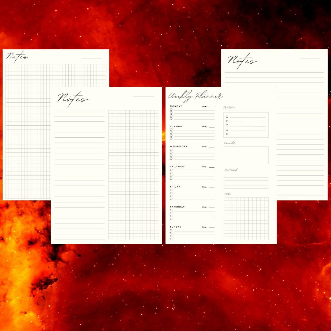 Notes Pages Printable, Writing Paper, Blank Notes, Study Note Template ...