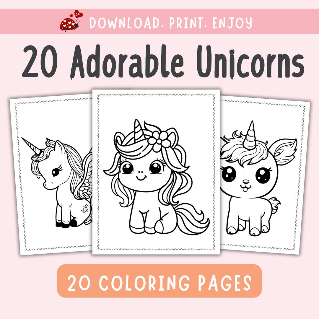 20 Adorable Unicorn Coloring Pages for Kids, Cute Printable Unicorn ...