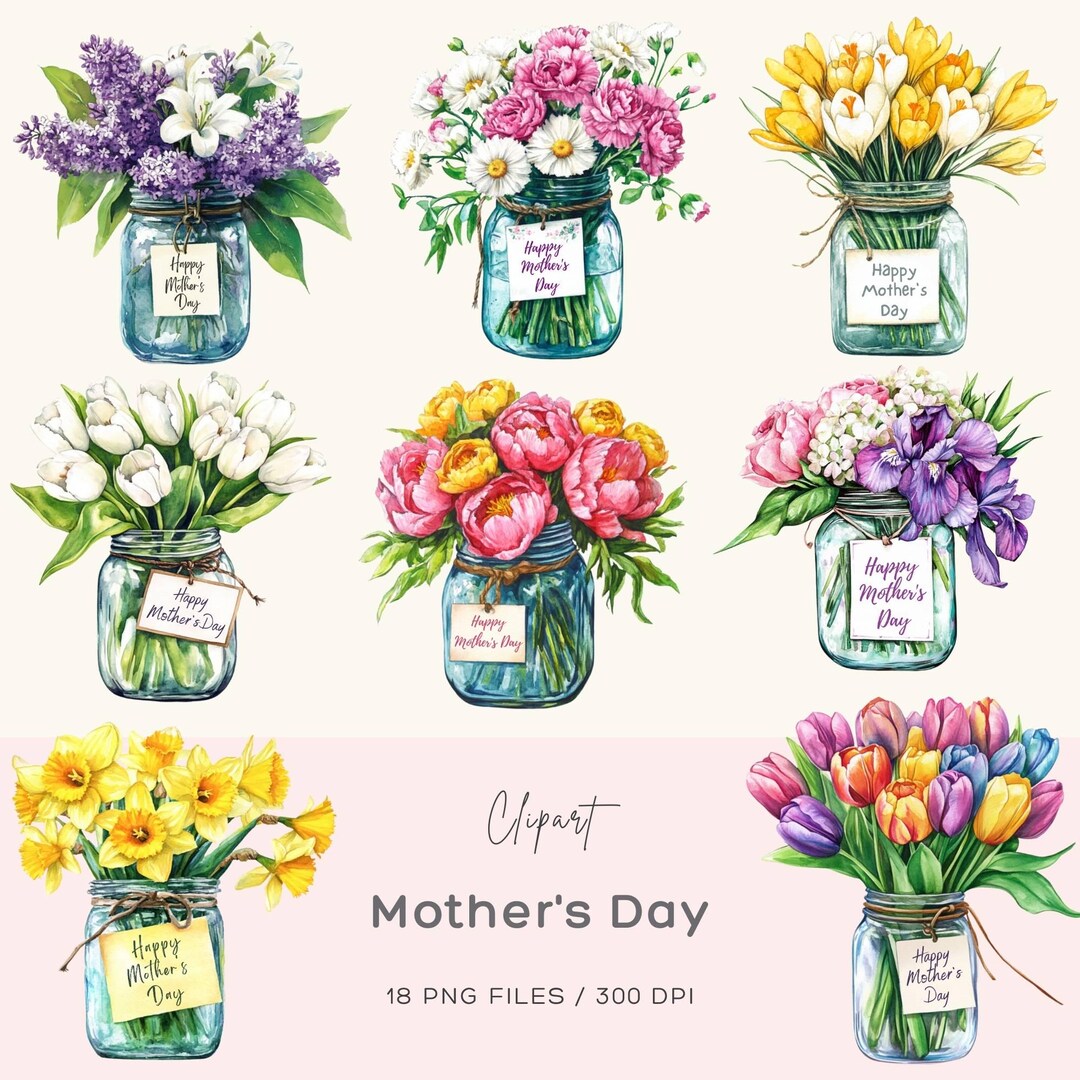 Mothers Day Clipart, Mom Flowers Clipart, Happy Mother's Day Clipart ...