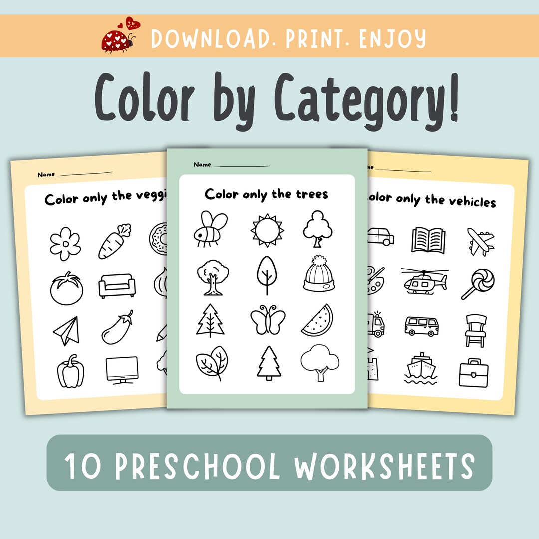 Classification and Sorting Worksheets for Preschool and Kids, Object ...