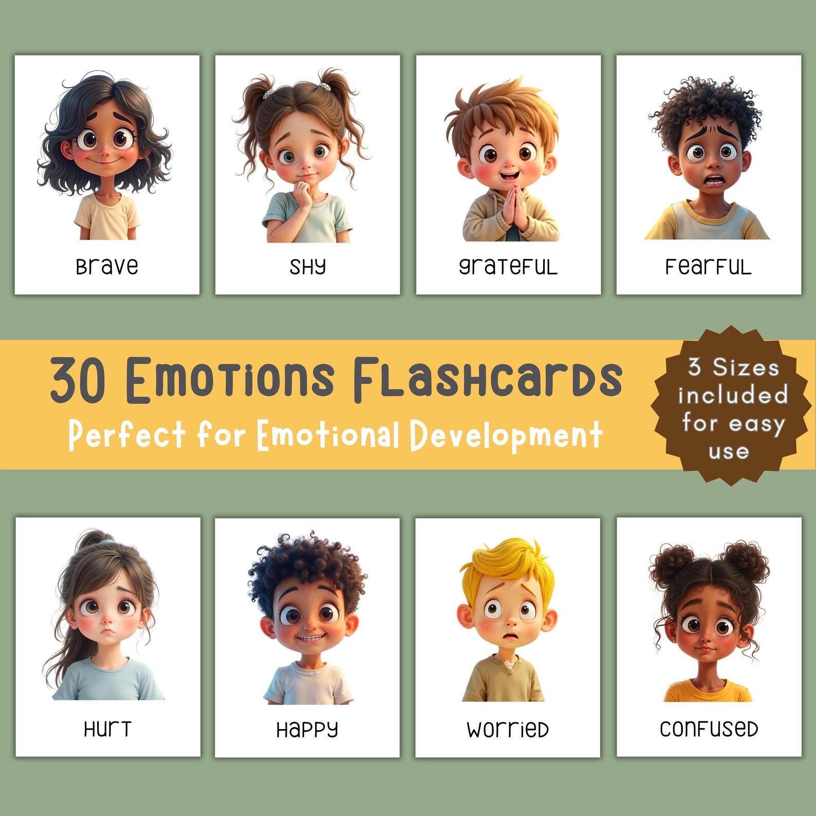 30 cartes-éclair sur les émotions pour les enfants | émotions ...