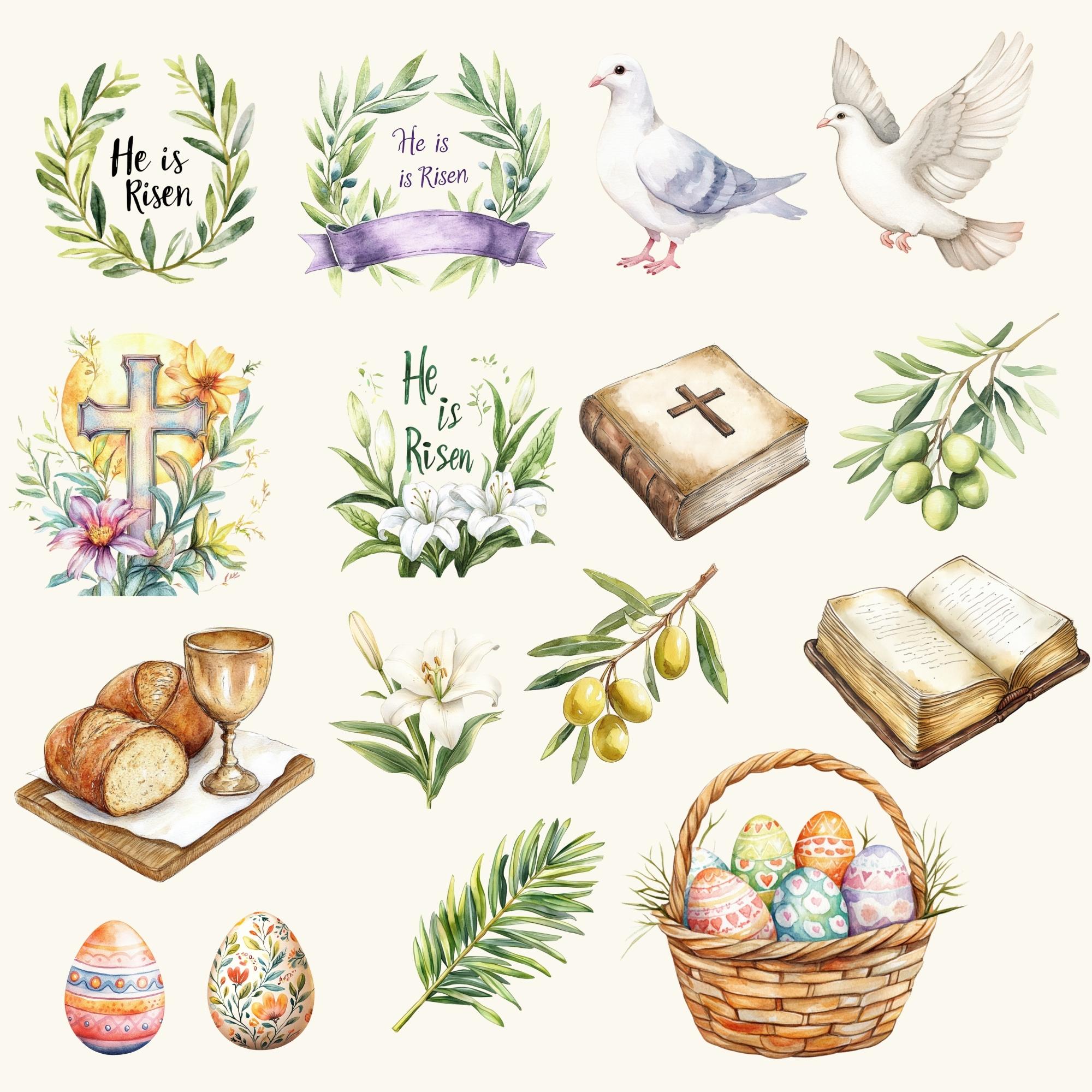Christian Easter Clipart, Christian Easter Watercolor PNG, Easter Story ...