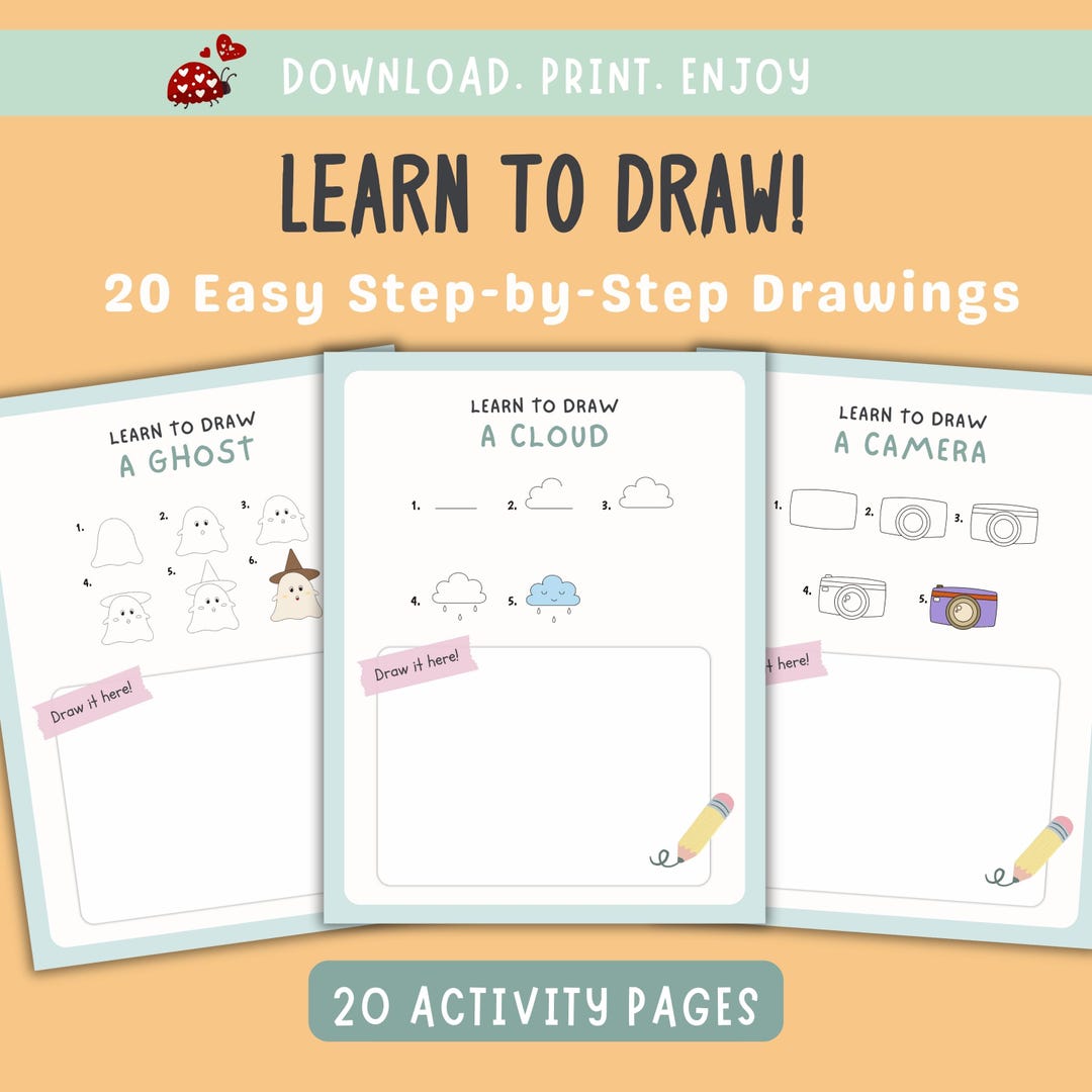 20 Easy Step-by-step Drawing Worksheets, How to Draw Guide for ...