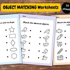 Matching Objects Worksheets for Preschool & Kindergarten, Match the ...