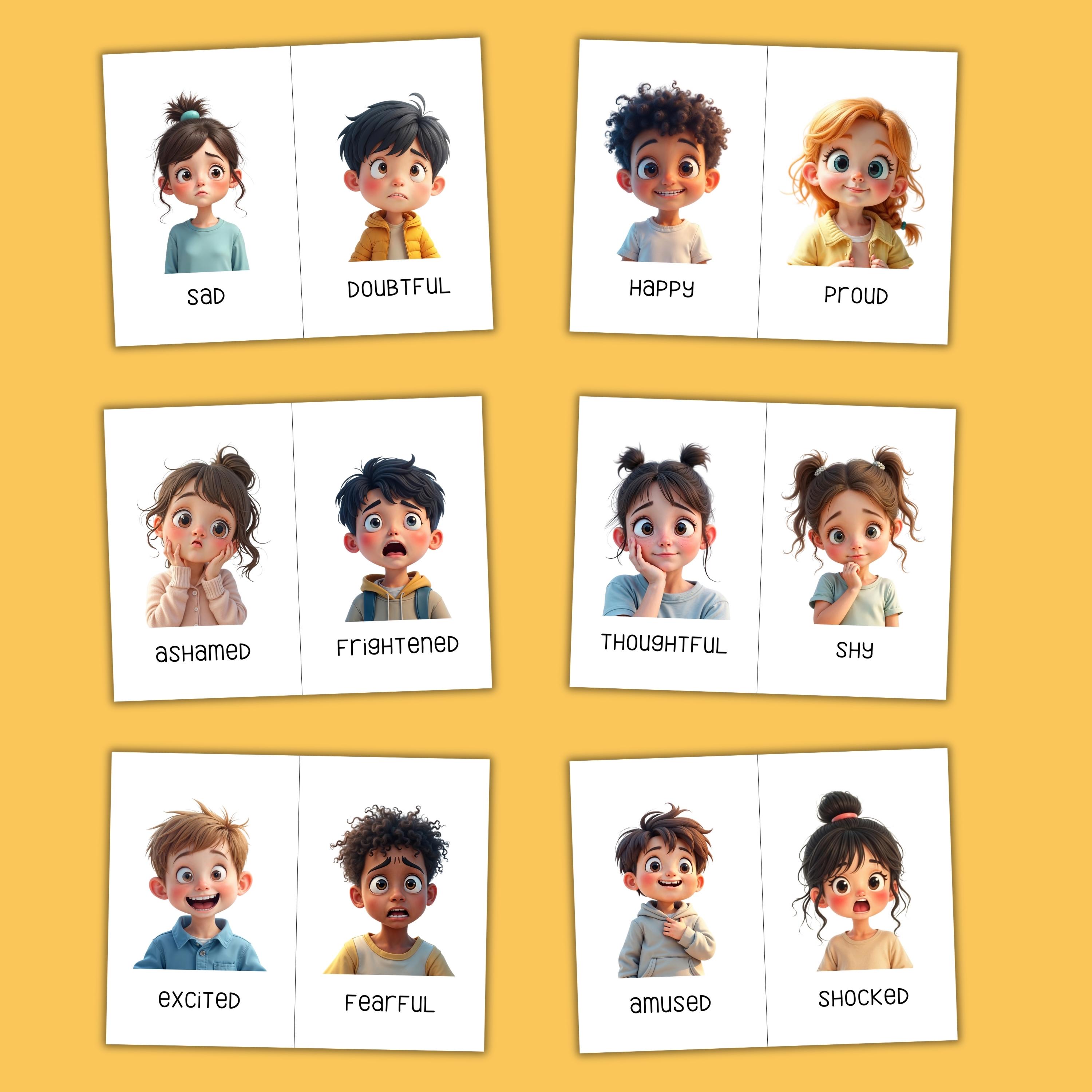 30 cartes-éclair sur les émotions pour les enfants | émotions ...