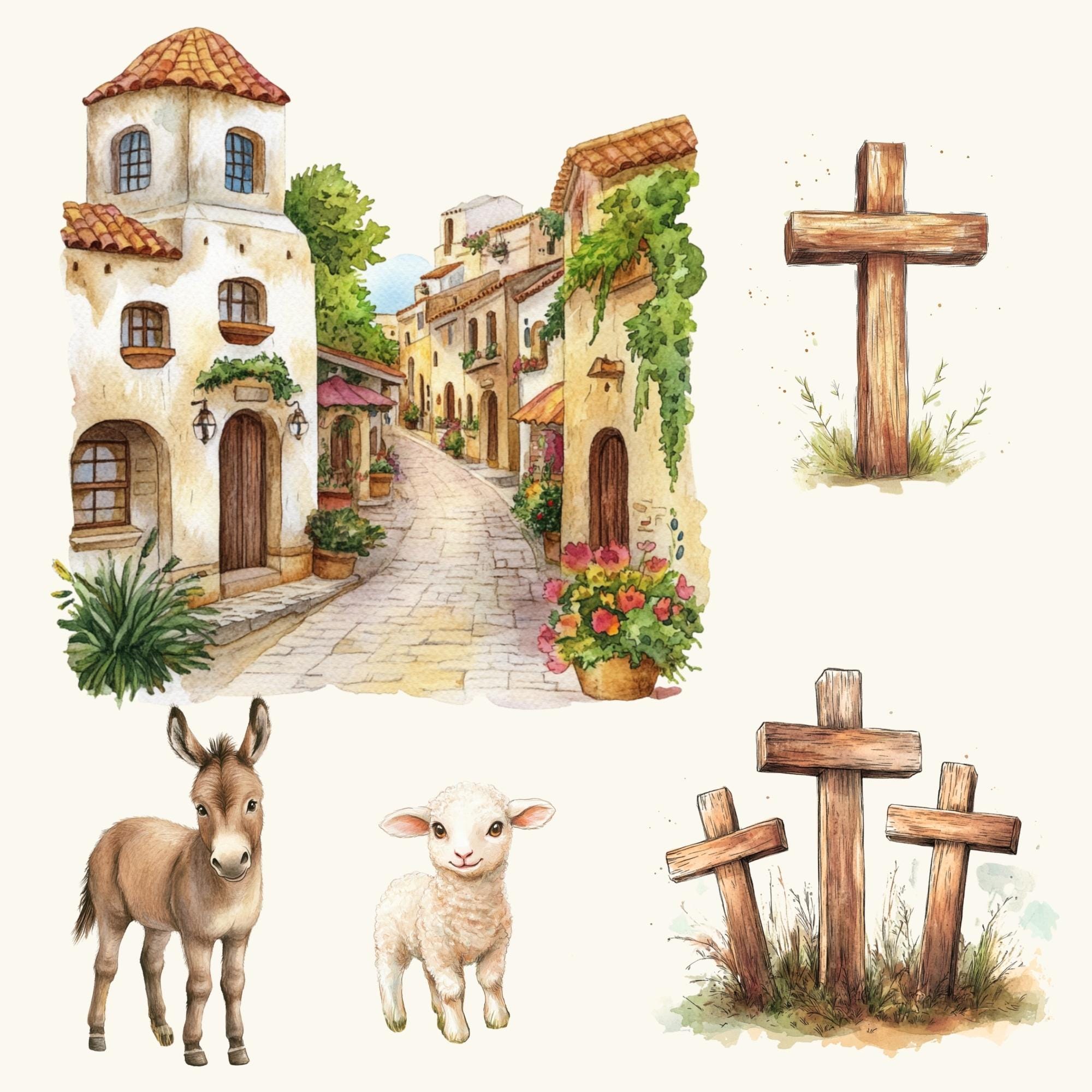 Christian Easter Clipart, Christian Easter Watercolor PNG, Easter Story ...