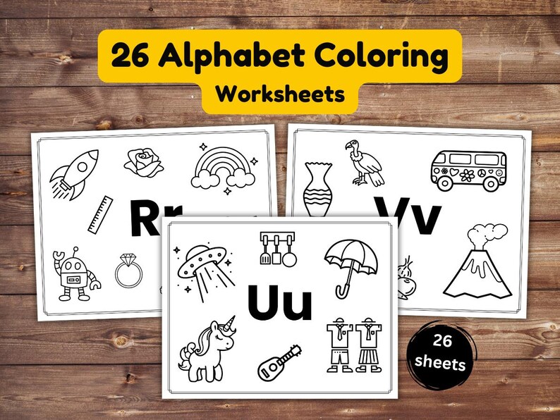 Alphabet Coloring Pages Printable A-Z Letter Worksheets for Preschool ...