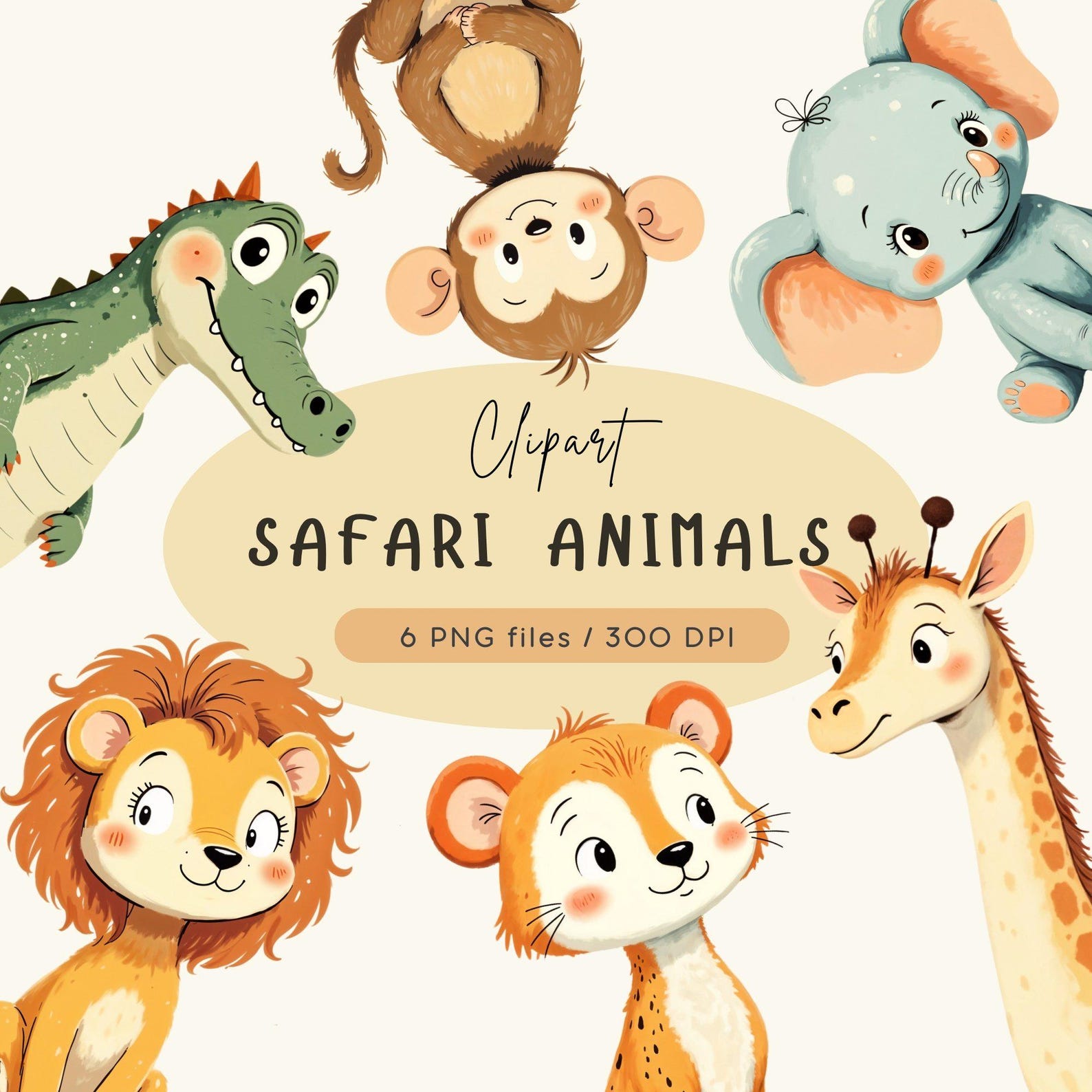 Safari Animals Clipart, Safari Baby Animals, Jungle Animals Clipart PNG ...