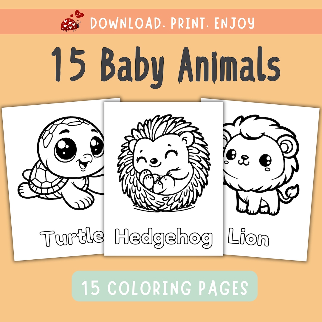Baby Animals Coloring Pages for Toddlers Cute Animal Designs ...