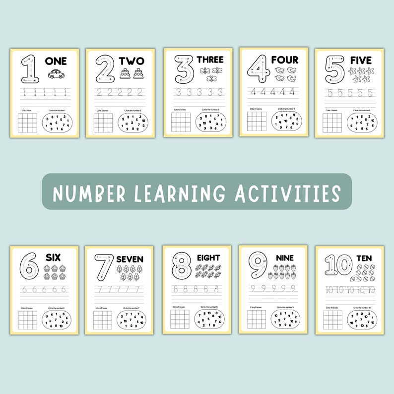 Number Tracing Worksheets for Preschool, Tracing Numbers 1-10, Learning ...