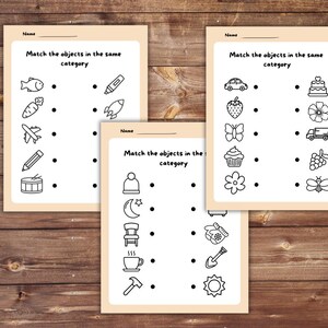 Matching Objects Worksheets for Preschool & Kindergarten, Match the ...
