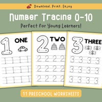 Printable Numbers 1-50 Tracing Worksheets for Preschool Kindergarten ...