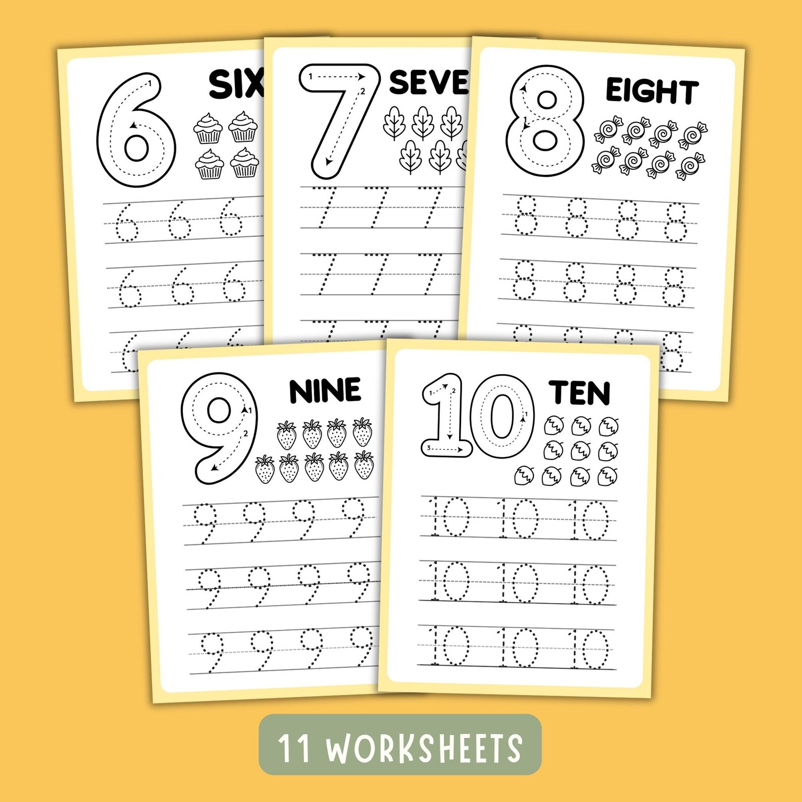 Number Tracing Worksheets 0-10 for Preschool & Kindergarten, Printable ...