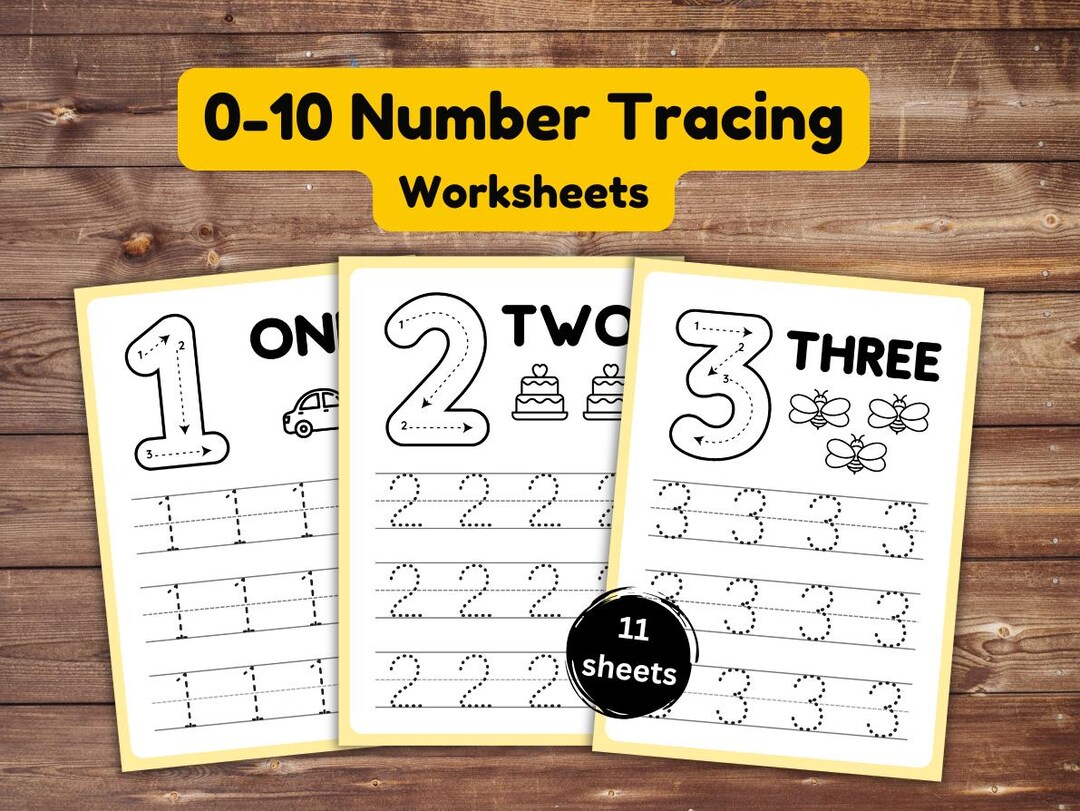 Number Tracing Worksheets 0-10, Preschool Printable, Handwriting ...
