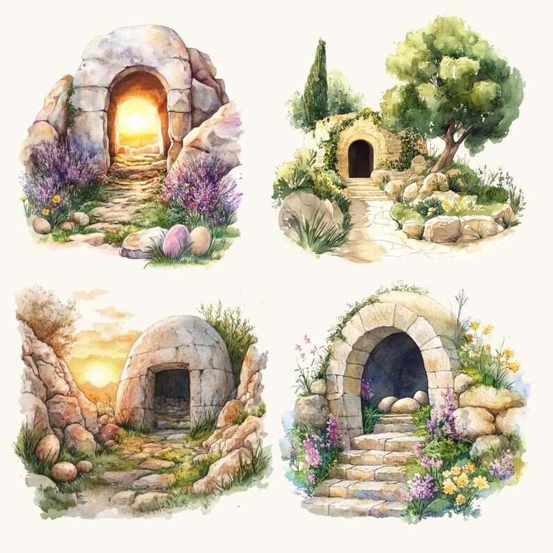 Christian Easter Clipart, Christian Easter Watercolor PNG, Easter Story ...
