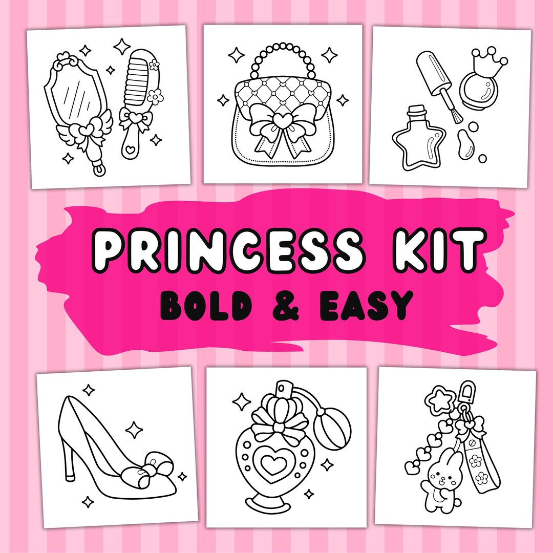 Princess Kit Essentials Digital Coloring Pages Cozy Girl Accessories ...