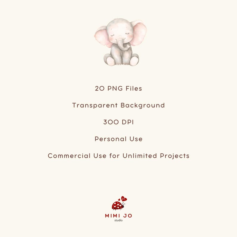 Baby Elephant Balloons Clipart, Watercolor Baby Elephant Clipart, Pink ...