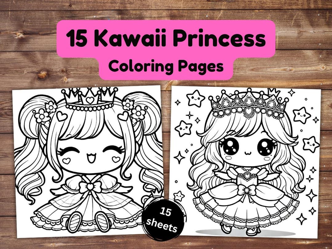 15 Kawaii Princess Coloring Pages, Cute Printable Princess Coloring ...