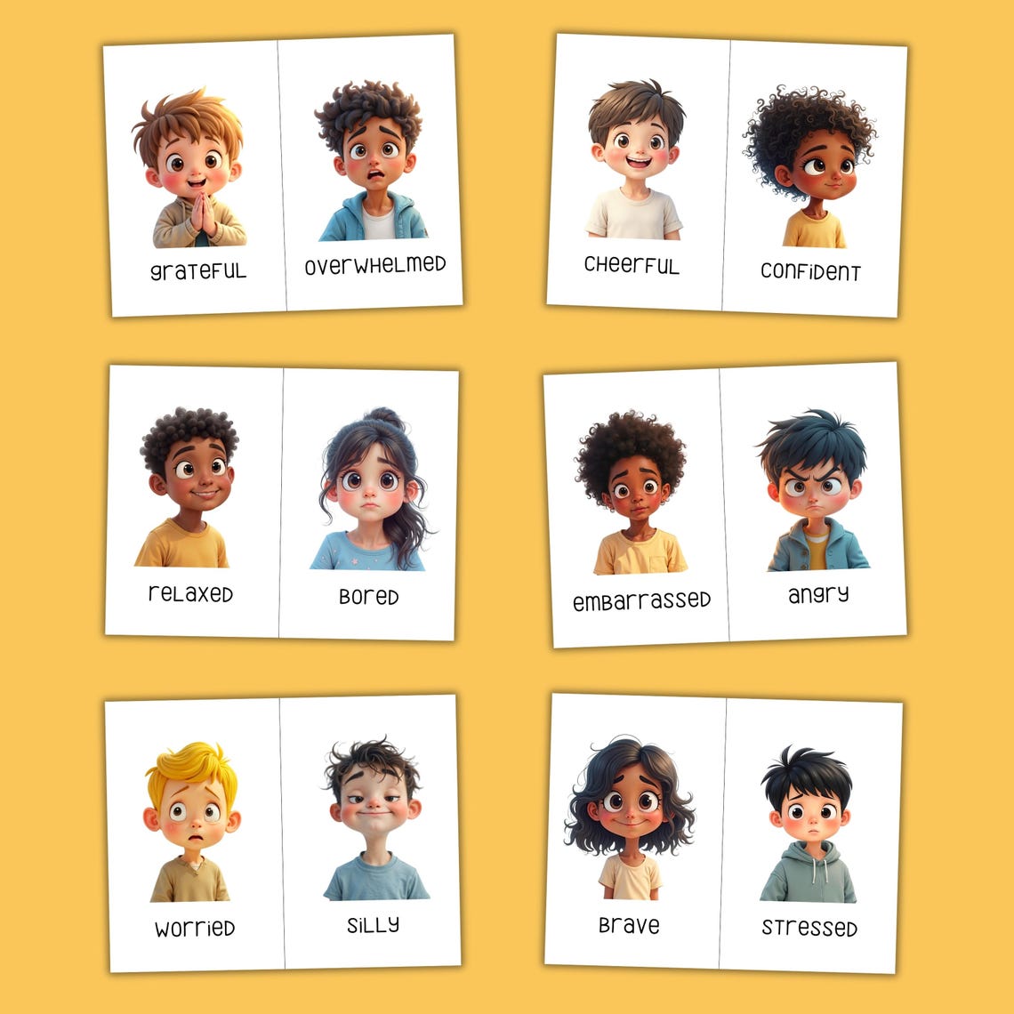 30 cartes-éclair sur les émotions pour les enfants | émotions ...
