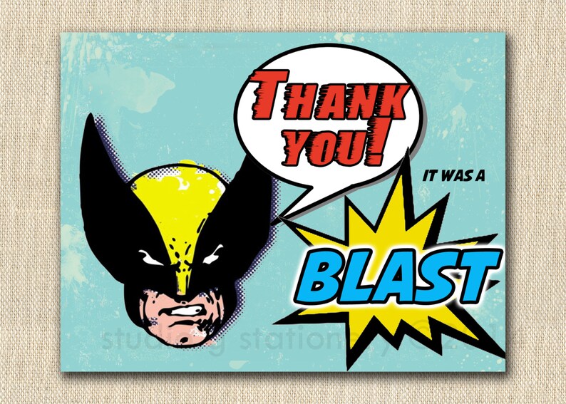 Superhero WOLVERINE Birthday Party Invitation - 12 Printed Invitations ...