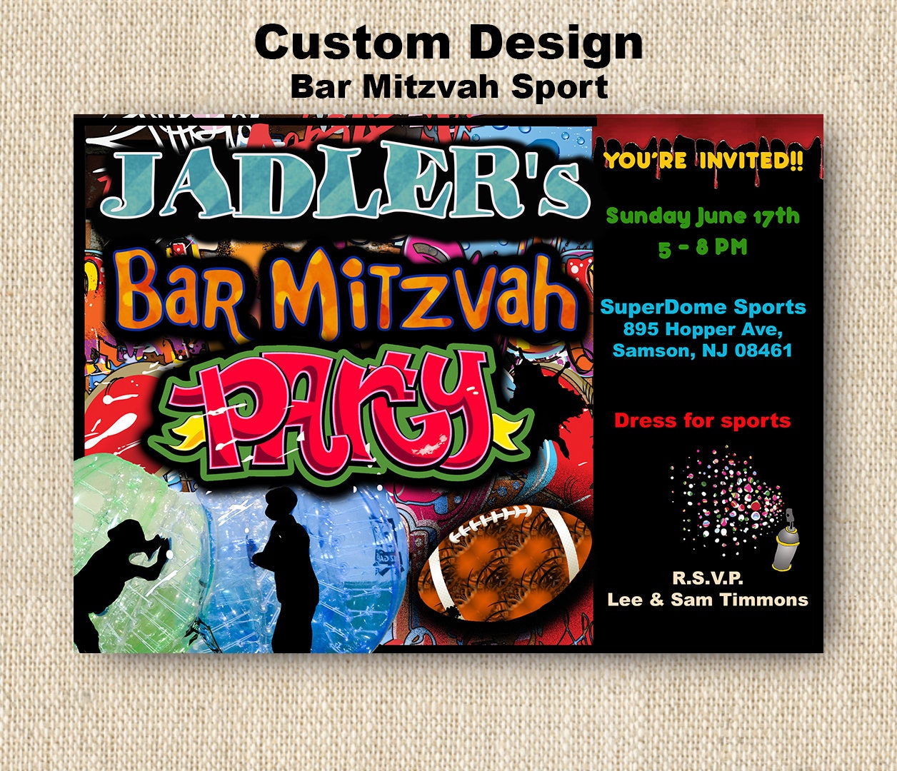 GRAFFITI Party Invitation DIGITAL - TAGGING - Paint Splatter - Hip Hop ...