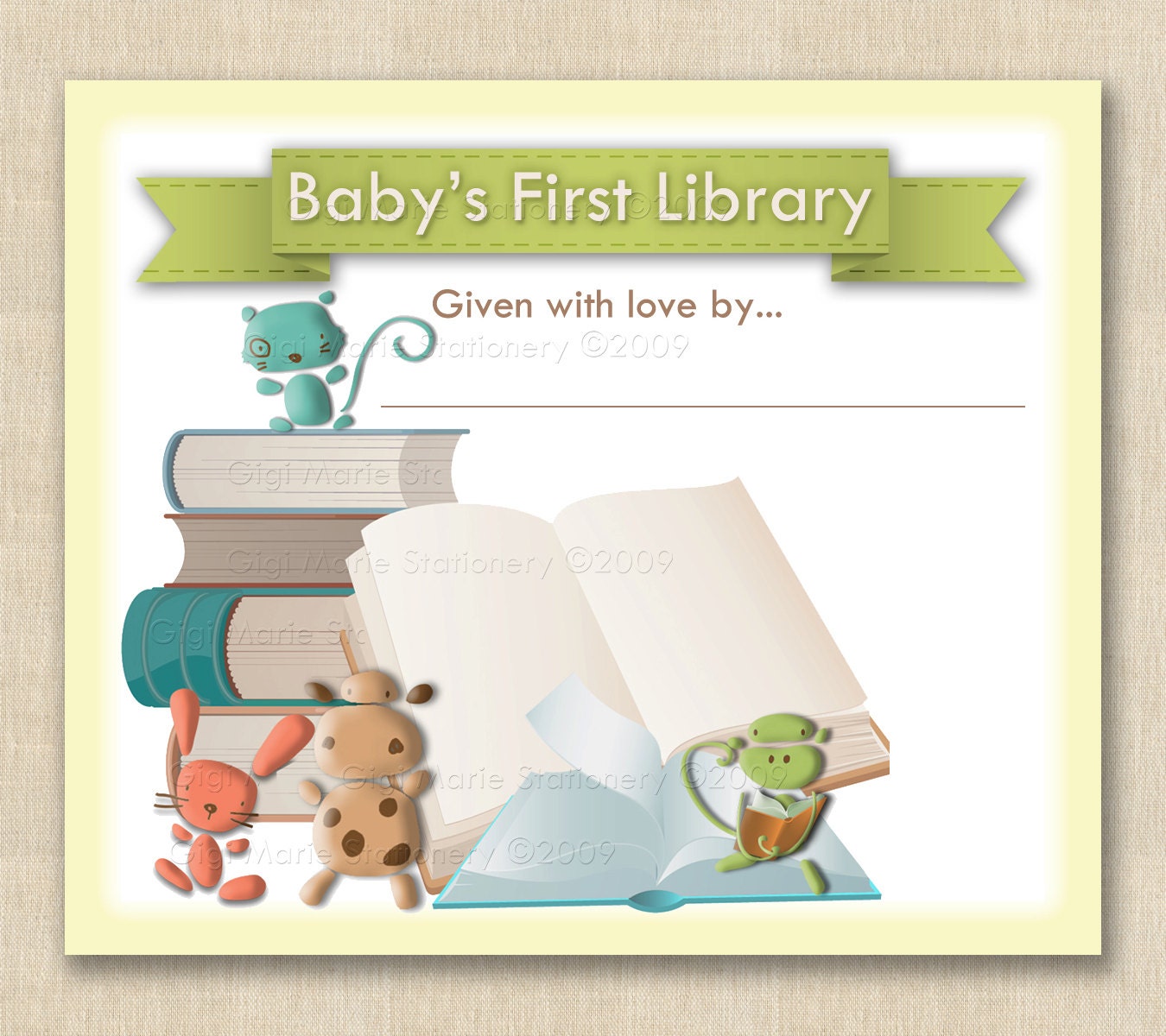 Baby's First Library Bookplates INSTANT DOWNLOAD 3 Designs Avery Labels ...