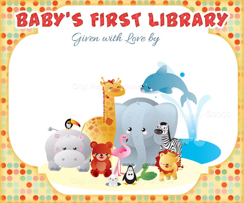 Baby's First Library Bookplates -baby Animals -gender Neutral - Book ...