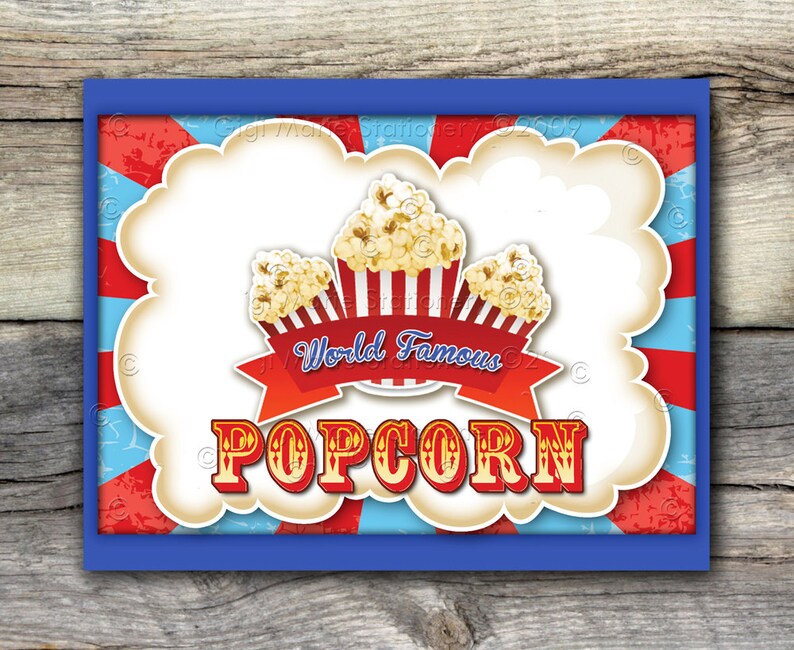 Circus CARNIVAL POPCORN Sign - 8x10 and 11 X 14 - Instant Download - Etsy