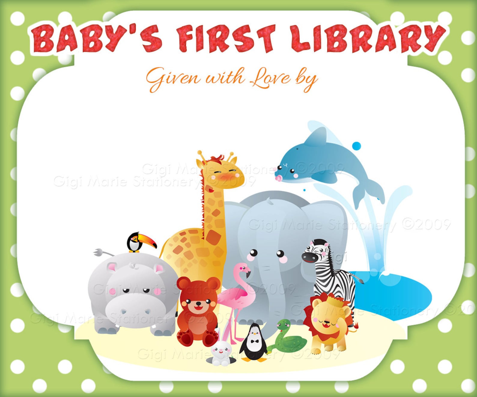 Baby's First Library Bookplates baby Animals gender Neutral Book Labels ...