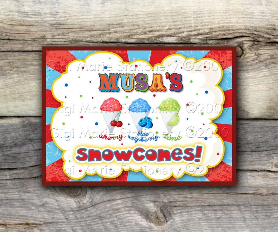 PRINTED Carnival Sign -circus Sign PERSONALIZED -concession Stand Sign ...