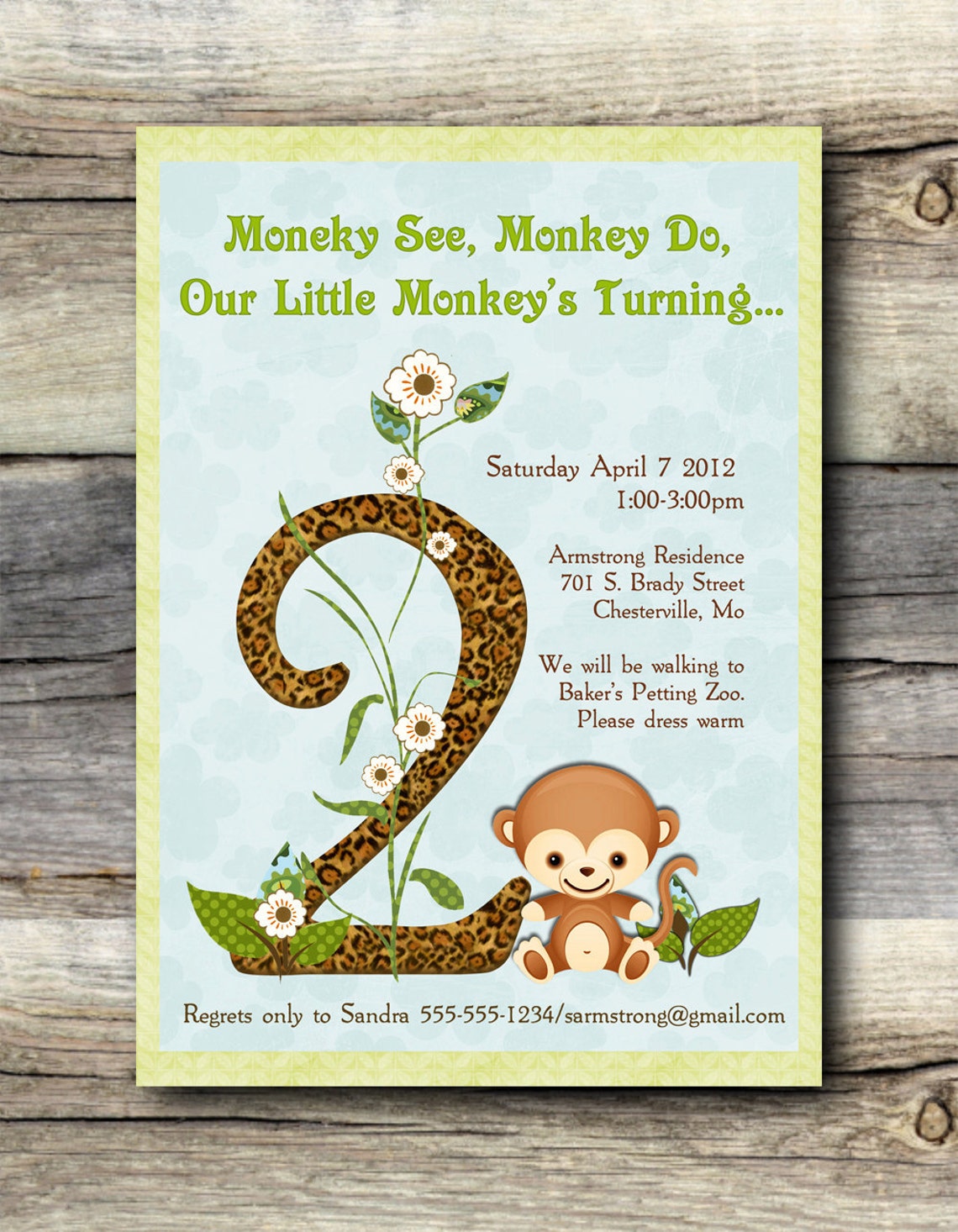 Adorable Monkey Birthday Invitations 12 Printed Invitations | Etsy