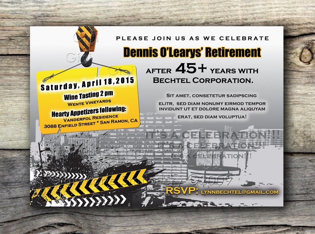 DIGITAL DIY CONSTRUCTION Party Invitation Construction Retirement Under ...