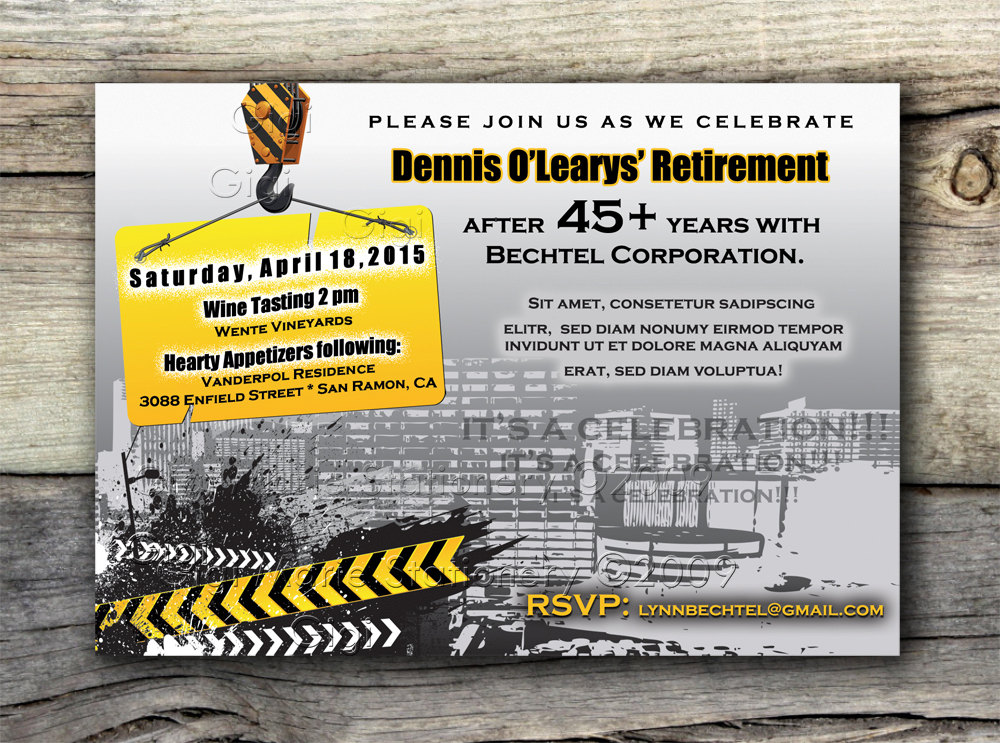 CONSTRUCTION Party Invitation - Construction Retirement - Under ...