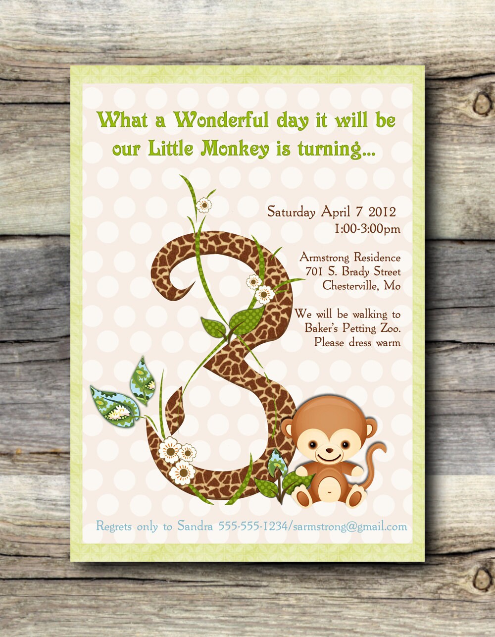 Adorable Monkey Birthday Invitations 12 Printed Invitations | Etsy