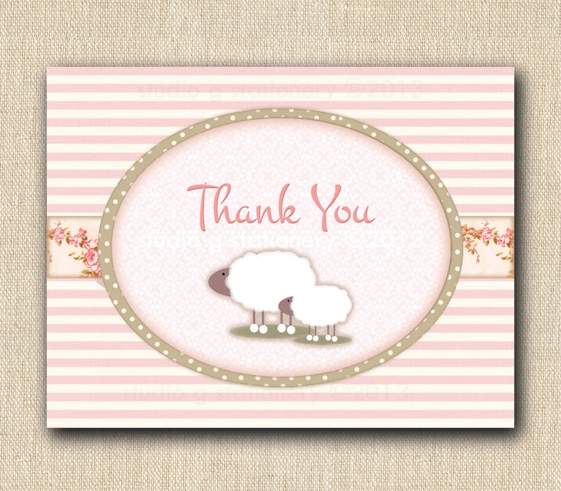 Little Lamb Thank You Note Card Digital DIY Printable - Etsy