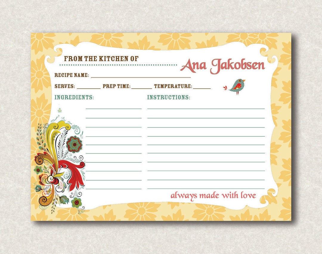Personalized Swedish Recipe Cards - (PRINTABLE) - Etsy