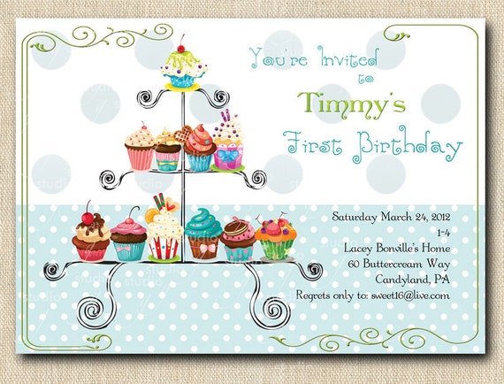 Cupcake French Bakery Party Invitation DIGITAL DIY PRINTABLE | Etsy