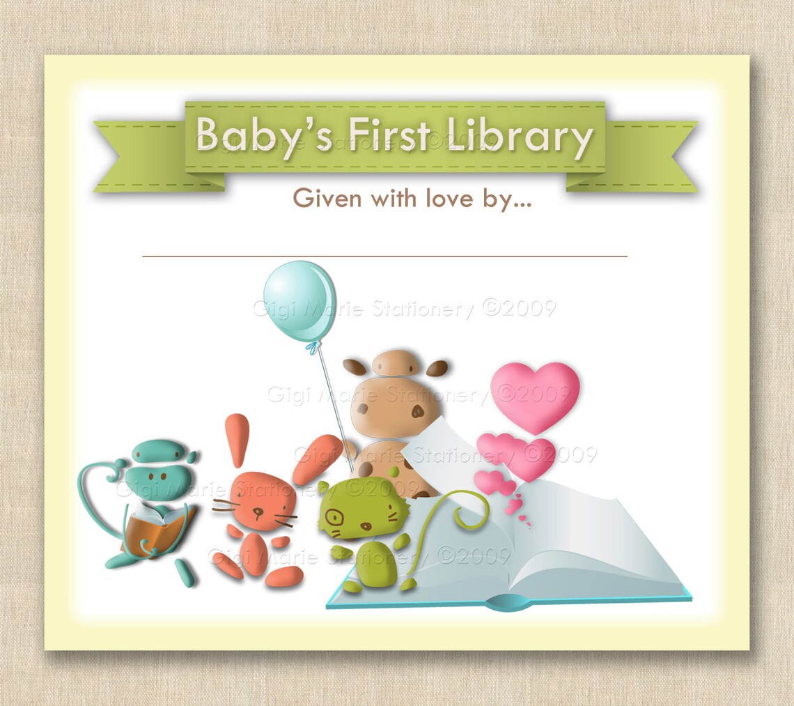 Baby's First Library Bookplates - INSTANT DOWNLOAD - 3 Designs - Avery ...