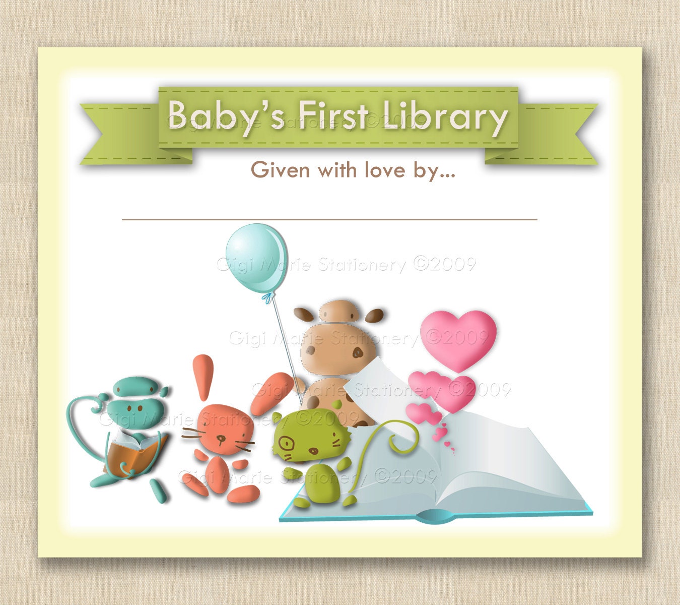 Baby's First Library Bookplates INSTANT DOWNLOAD 3 Designs Avery Labels ...