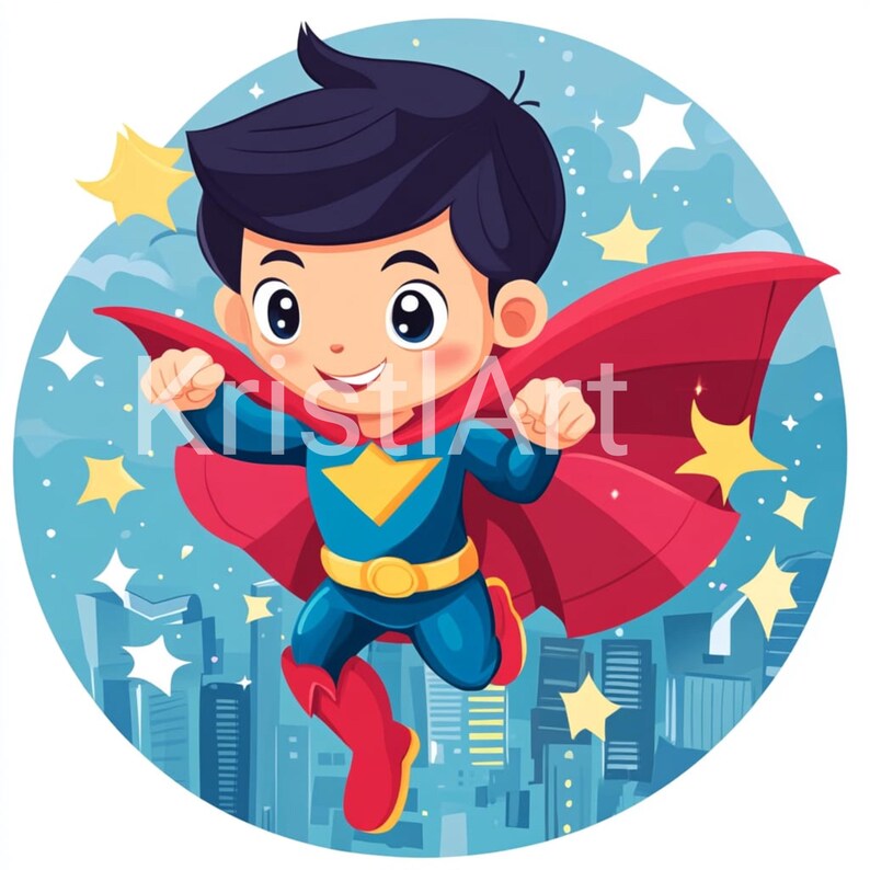 Superhero Boy Clipart Pack, Printable Image, Superhero Boy, Digital ...