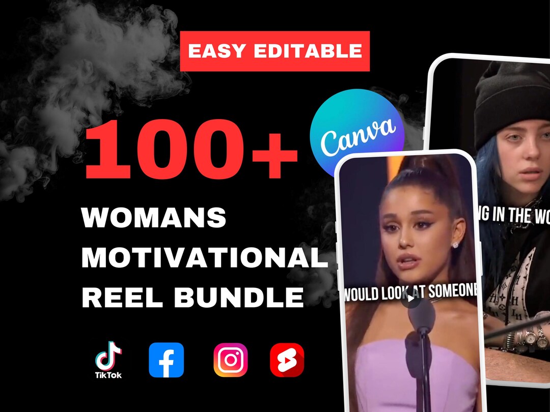 100+ Women's Motivational Reels: Viral Video Bundle (canva Editable ...